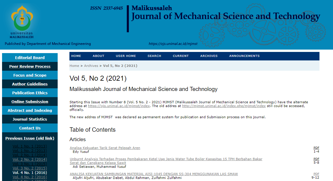 Terbitan Volume 5, No 2, Jurnal MJMST.